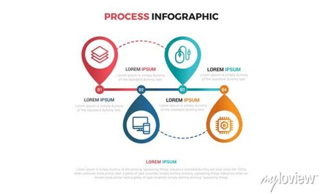 Business Info Graphics For Powerpoint With Map Location Pins Wall Stickers Step Statistic