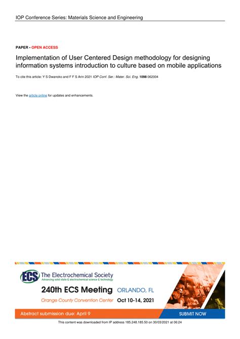 pdf implementation of user centered design methodology for designing