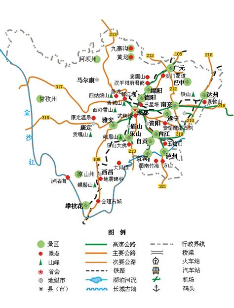 成都旅游地图景点大全 成都旅游景点分布 成都旅游 第2页 大山谷图库