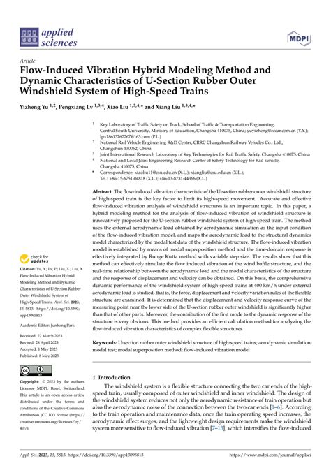 Pdf Flow Induced Vibration Hybrid Modeling Method And Dynamic Characteristics Of U Section