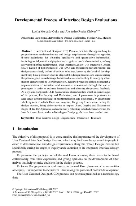 Pdf User Centered Interface Design Evaluation Process