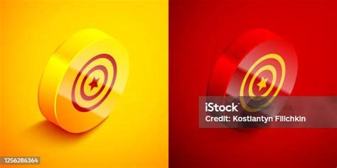 주황색과 빨간색 배경에 격리 된 등색 미국 별 방패 아이콘 미국 국가 플래그 7월 4일 미국 독립기념일 서클 버튼입니다 벡터 3차원 형태에 대한 스톡 벡터 아트 및 기타