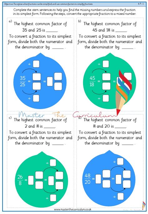 Recognise When Fractions Can Be Simplified And Use Common Factors To