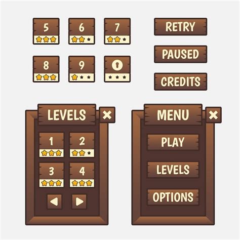 Premium Vector Set Of Game Menu Selection For Rpg And Adventure Game Including Menu Level