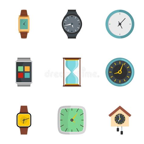 Synchronization Signal Icons Set Flat Style Stock Illustration