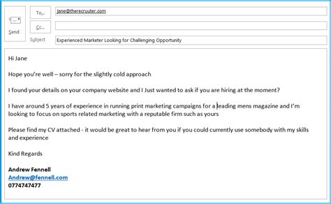 Speculative Job Email Template Williamson