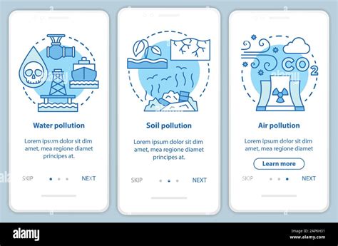 Pollution Onboarding Mobile App Page Screen Vector Template Water