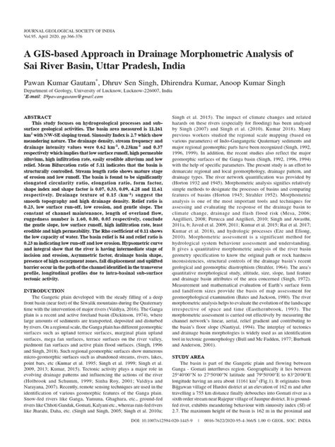 A Gis Based Approach In Drainage Morphometric Analysis Of Pdf
