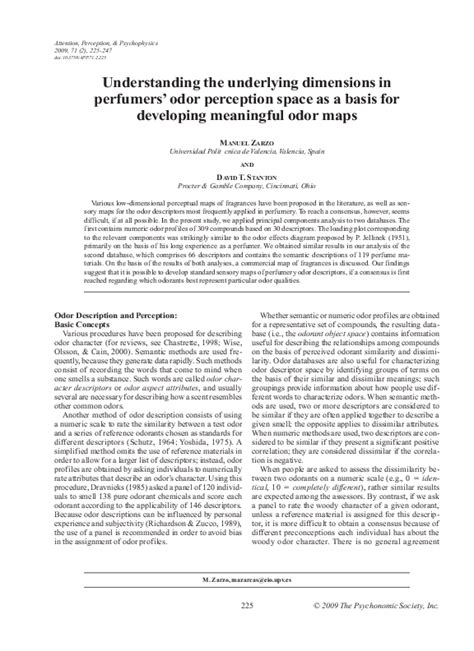 Pdf Understanding The Underlying Dimensions In Perfumers Odor