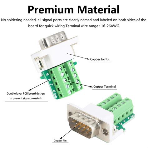 Getuscart Bifale Db9 Breakout Connector 3 Male 3 Female Db9 Solderless Connector Rs232 D Sub