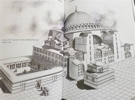 History Illustration Of The Hagia Sophia After The Year 558 With Its