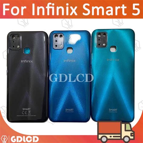 For Infinix Smart 5 X657 X657B Back Battery Cover Rear Glass Door Back Housing Case With Camera
