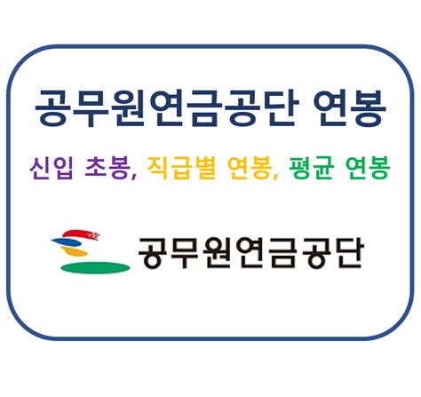 공무원연금공단 신입사원 초봉 및 직급별 연봉 평균연봉
