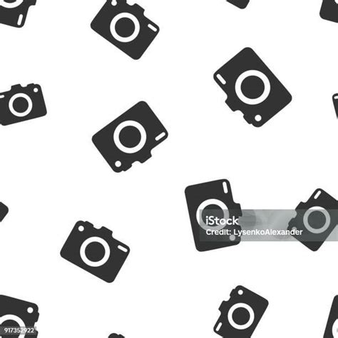 카메라 아이콘 완벽 한 패턴 배경입니다 비즈니스 평면 벡터 일러스트입니다 사진 표시 기호 패턴입니다 갇힌에 대한 스톡 벡터 아트