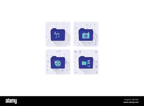 Digital File Type Icons Music Photos Movies And Multimedia In Blue Folders Stock Vector