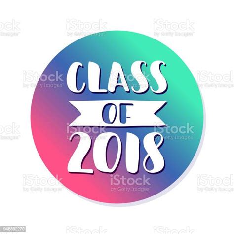 2018의 클래스입니다 손으로 그린 브러쉬 졸업 로고 레터링 졸업 디자인 파티에 대 한 템플릿입니다 2018년에 대한 스톡 벡터