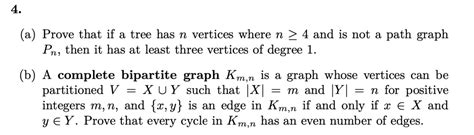 a prove that if a tree has n vertices where n 4 and is not a path