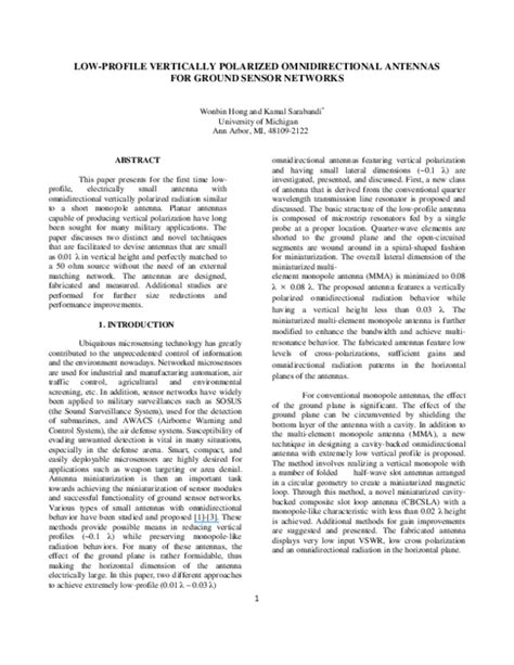 Pdf Low Profile Vertically Polarized Omnidirectional Wideband Antenna With Capacitively