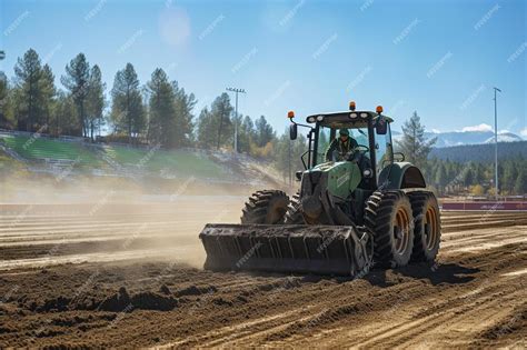 Premium Photo Grader Grading A Surface For A New Sports Stadium Best Grader Picture