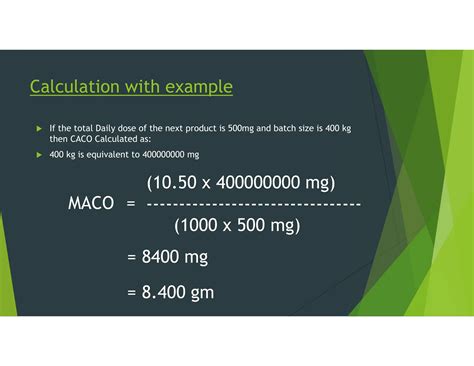 Maco Calculation For Cleaning Validation Pdf