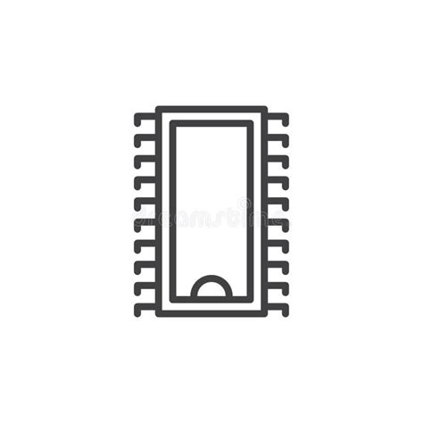 Integrated Circuit Microchip Line Icon Outline Vector Sign Linear Style Pictogram Isolated On