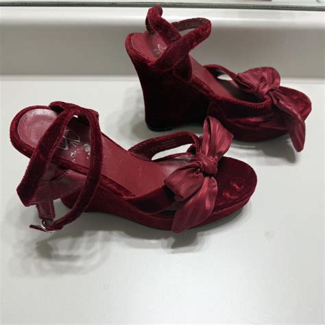 Vintage Y2k Early 2000s Velvet Platform Wedge Depop