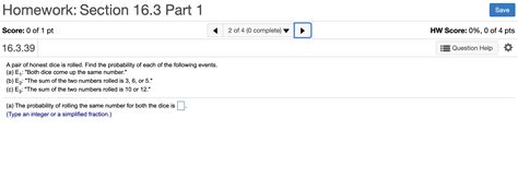 Solved Homework Section 16 3 Part 1 Save Score 0 Of 1 Pt 2