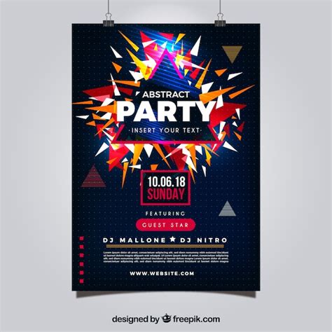 Abstract Party Poster With Geometric Style Free Vector