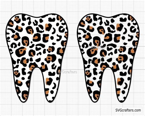 Leopard Print Tooth Svg Dental Svg Teeth Svg Dentist Tooth Svg