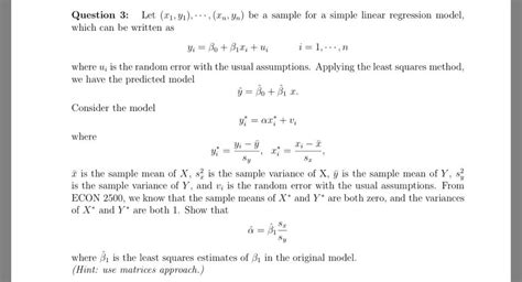 solved let x 1 y 1 x n y n be a sample for a simple