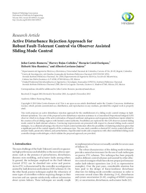 Pdf Active Disturbance Rejection Approach For Robust Fault Tolerant