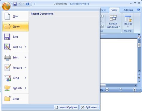 MS Word 2007 Open A Template