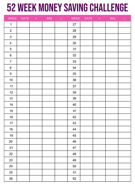 Print Blank Money Saving Chart