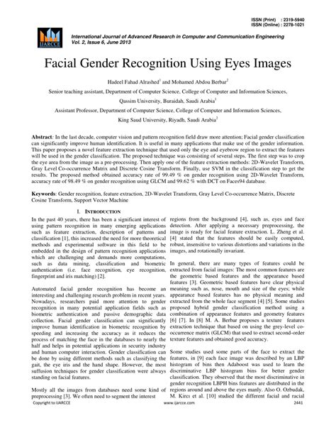 Pdf Facial Gender Recognition Using Eyes Images