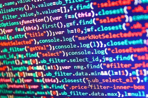 Software Quellcode Schichten Des Programmcodes Auf Schwarzem Hintergrund Stockfoto Bild Von