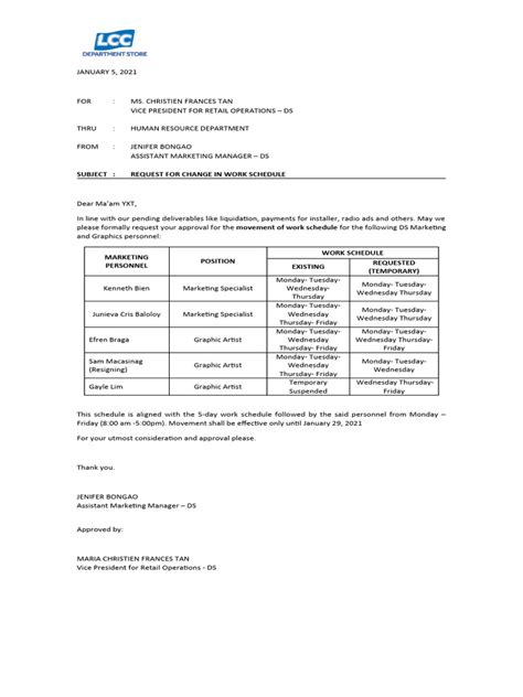 Request Letter Schedule Transfer Pdf