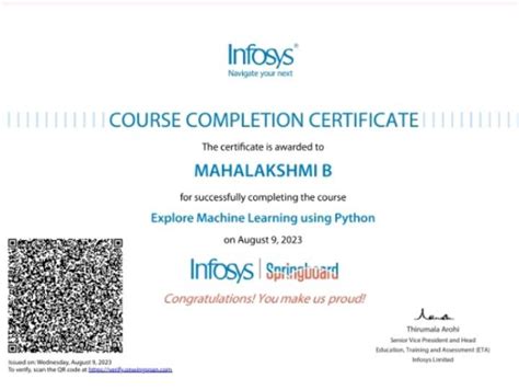 Mahalakshmi B On Linkedin Hai Everyone I Am So Glad To Tell That I Have Got A Course Completion…