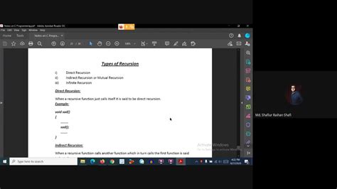 Types Of Recursion In C Direct Recursion Indirectmutual Recursion