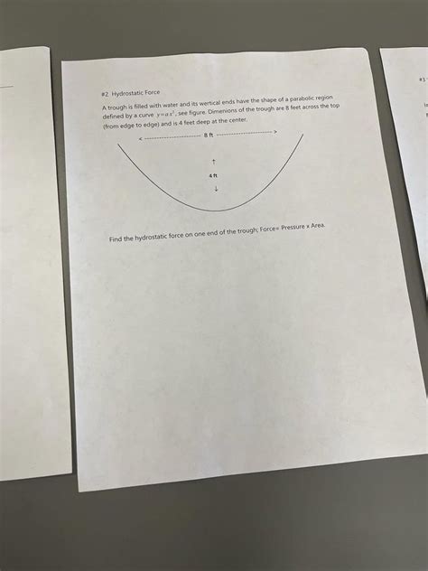 Solved 2 Hydrostatic Force A Trough Is Filled With Water