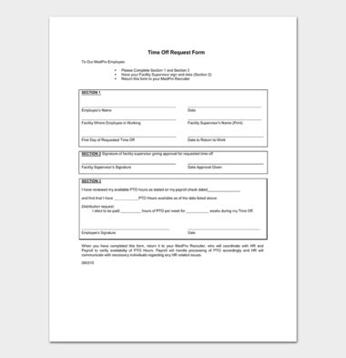 FREE Time Off Request Forms And Templates Word PDF