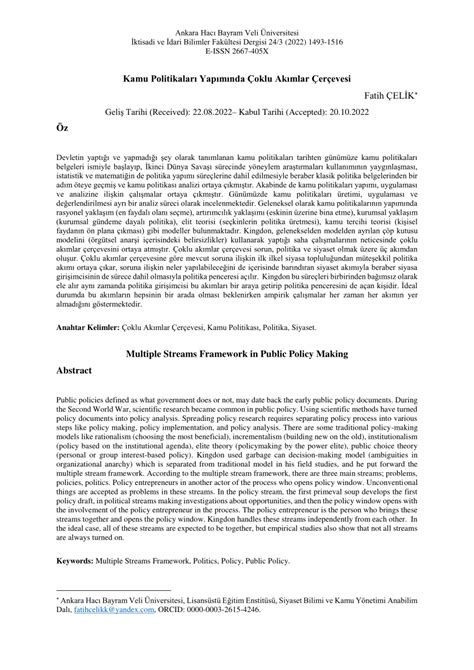 Pdf Multiple Streams Framework In Public Policy Making