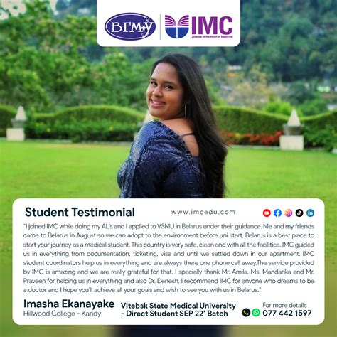 Imasha Ekanayake Is International Medical Campus Imc