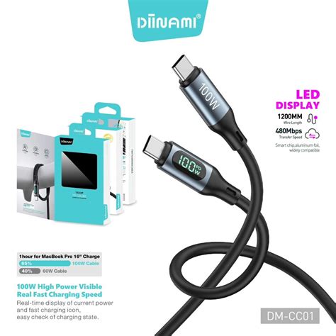 Jual Cable Kabel Data Hp Dan Laptop W Type C To Type C With Led Indicator Diinami Cc