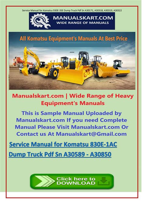 Komatsu 830e 1ac Dump Truck Pdf Service Manual Sn A30589 A30850 By