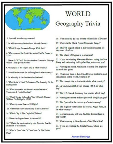 Geography Trivia Trivia Questions And Answer