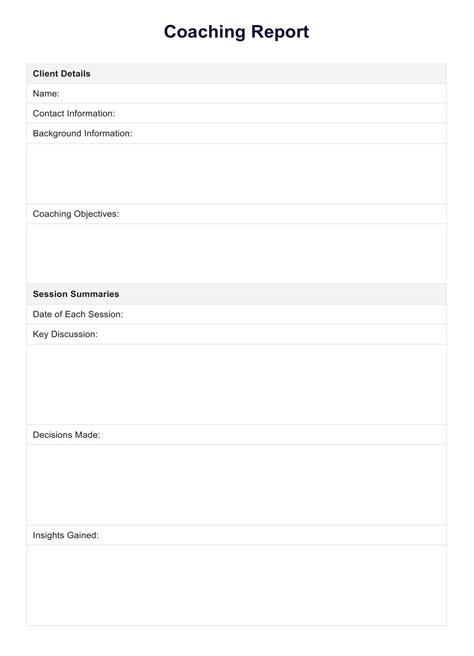 Coaching Log Template And Example Free Pdf Download
