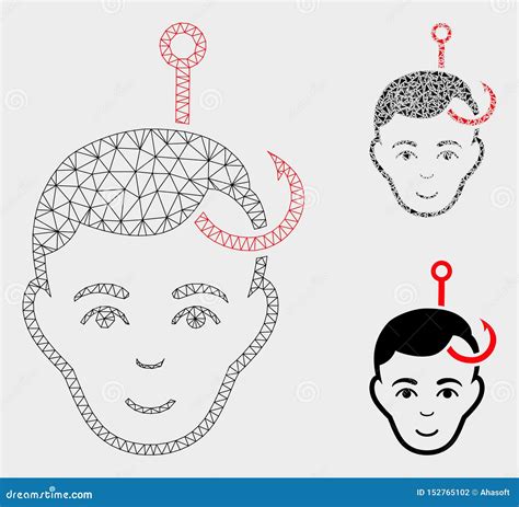Hooked Man Head Vector Mesh Network Model And Triangle Mosaic Icon Stock Vector Illustration