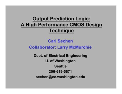 output prediction logic a high performance cmos design
