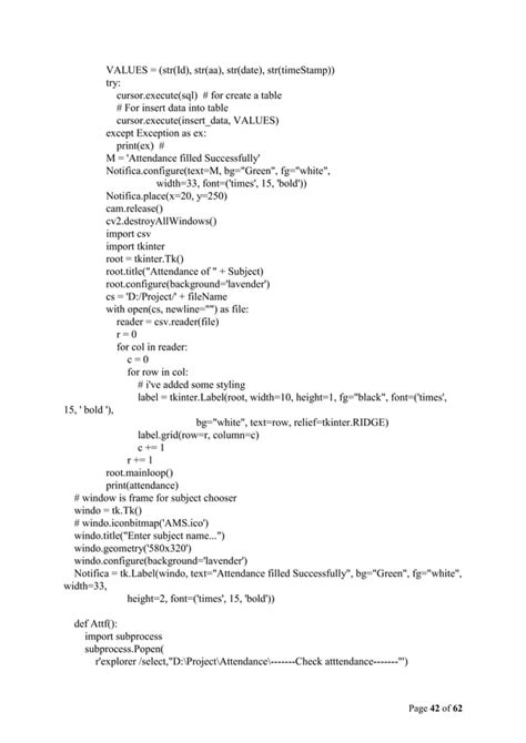 Project Report Face Recognition Attendance System Docx