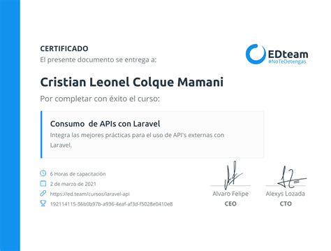 Certificado De Cristian Leonel Colque Mamani Del Curso Consumo De APIs